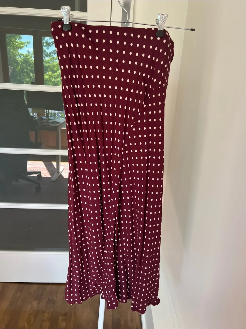 Mango | Skirts | Mango Burgundy Maxi Skirt With White Polka Dots | Poshmark